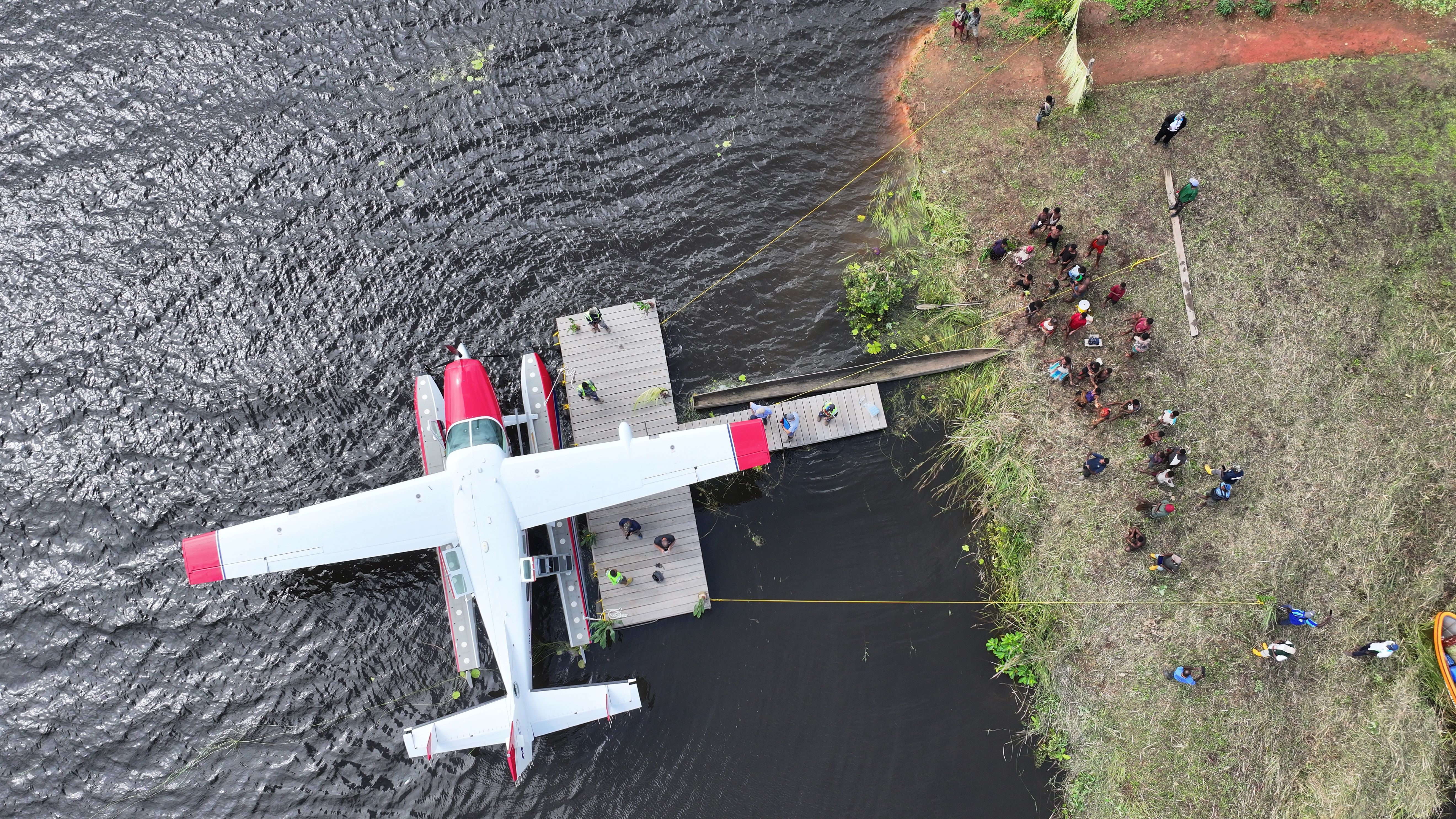 Cheers and tears of joy as floatplane arrives | Papua New Guinea